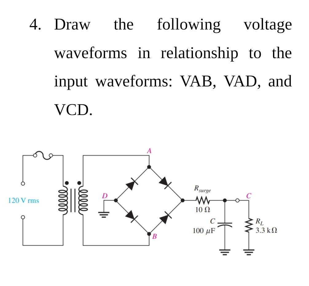 Solved 4. Draw the following voltage waveforms in | Chegg.com