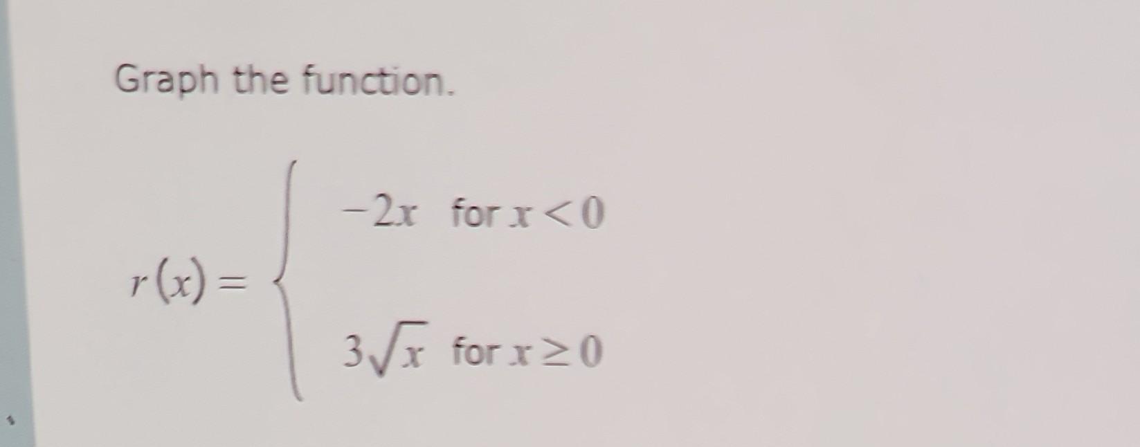 Solved Graph the function. r(x)={−2x3x for x