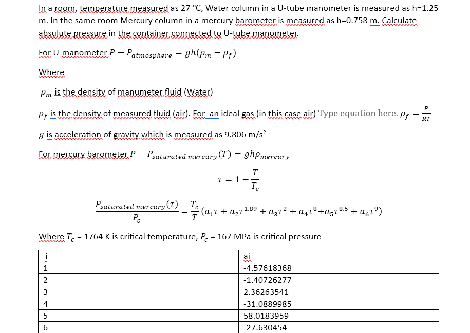 In a room, temperature measured as 27°C, ﻿Water | Chegg.com