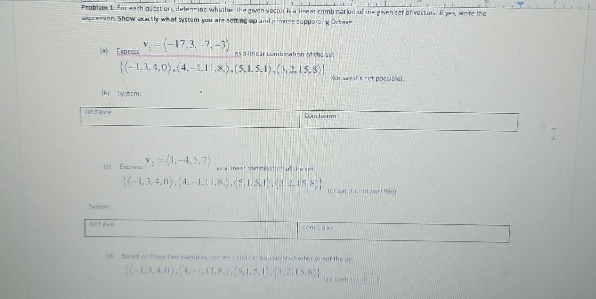 Solved Problem 1: for each question, determine whether the | Chegg.com
