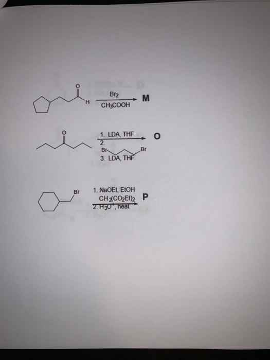 Solved Br2 CH3COOH M 1. LDA, THF 0 Br Br 3. LDA, THE 1. | Chegg.com