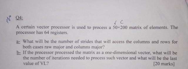 Solved Q4 A Certain Vector Processor Is Used To Process A