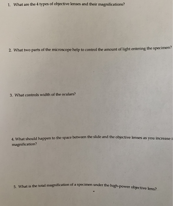 Solved 5. What is the total magnification of a specimen | Chegg.com