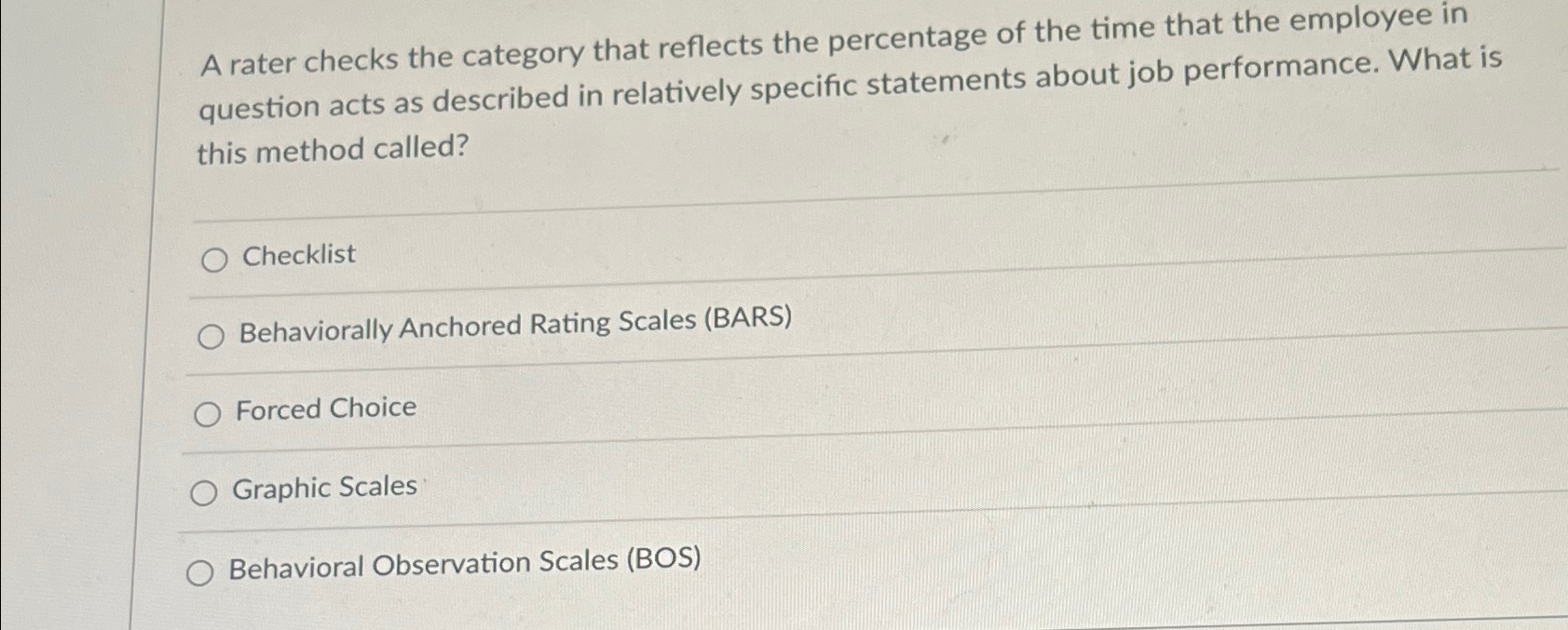 Solved A rater checks the category that reflects the | Chegg.com