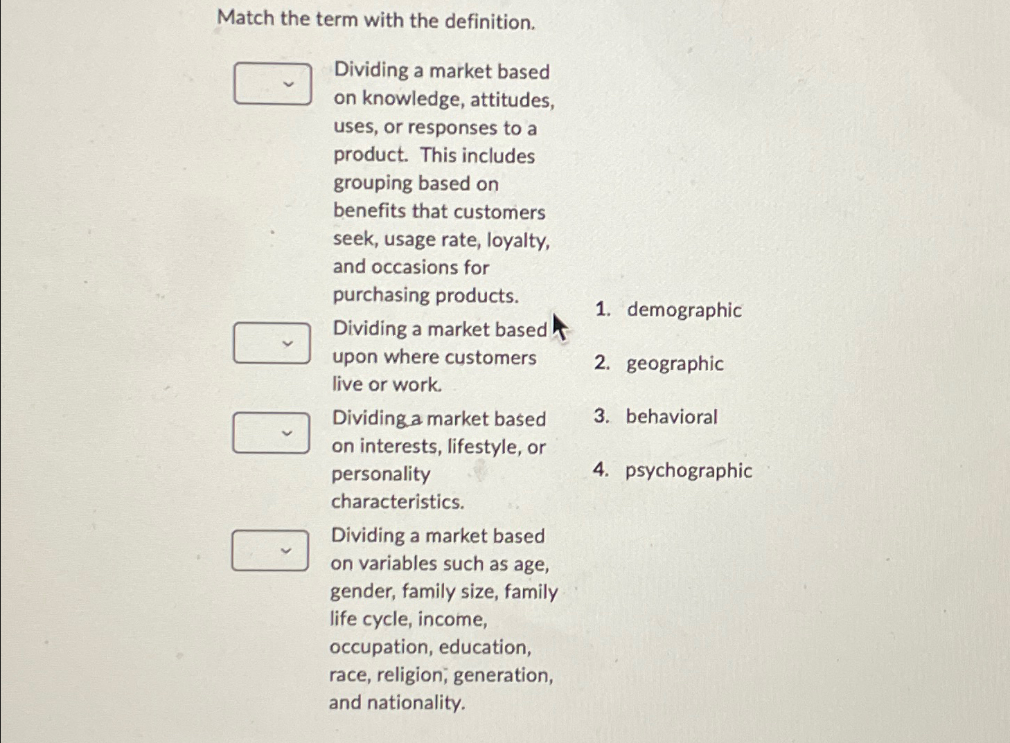 Solved Match the term with the definition. ﻿Dividing a | Chegg.com