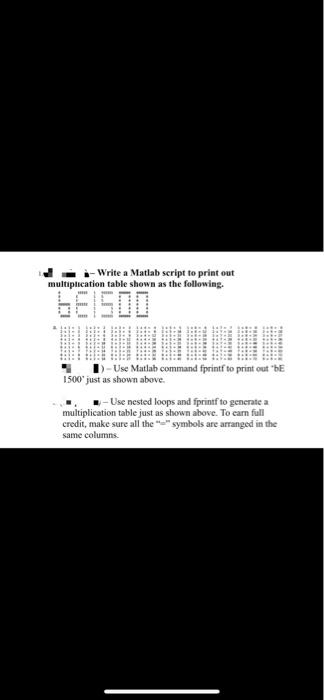 - Write a Matlab script to print out multiplication | Chegg.com