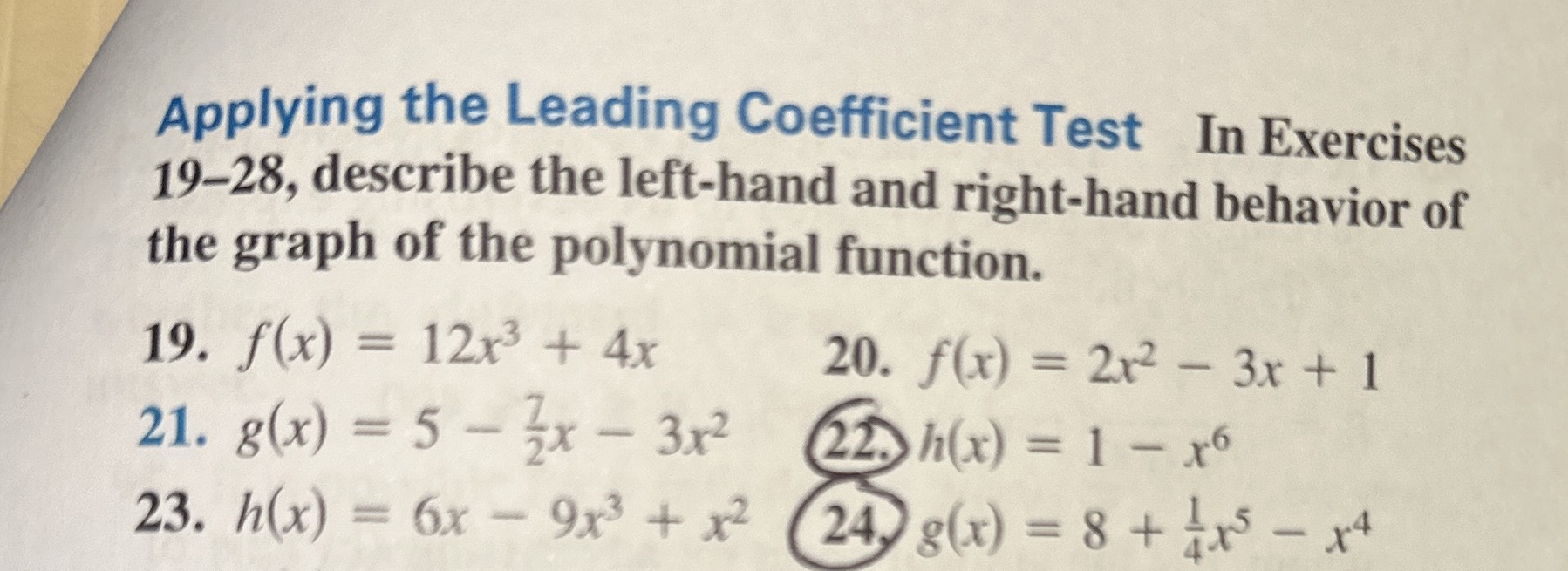 Solved Applying the Leading Coefficient Test In | Chegg.com