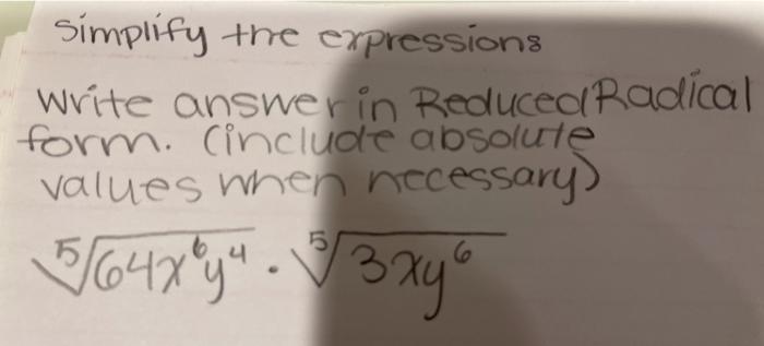 Solved Simplify the expressions write answerin Reduced | Chegg.com
