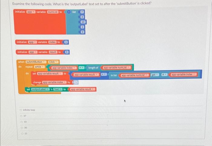 Solved Examine The Following Blocks Of Code What Is The