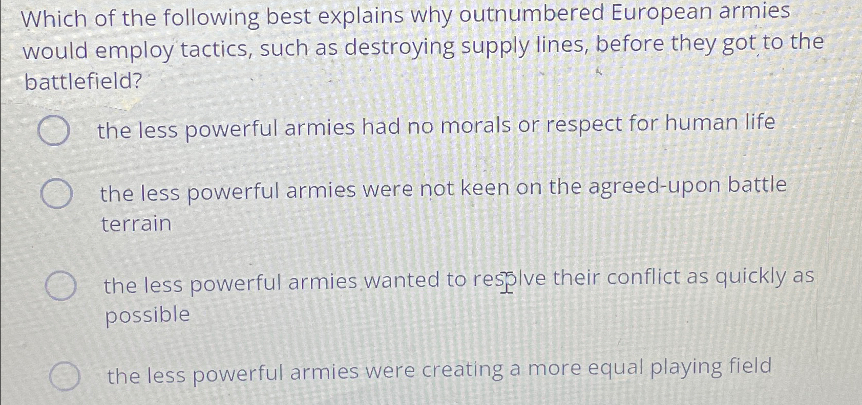 Solved Which of the following best explains why outnumbered | Chegg.com