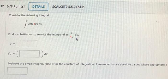 Solved 19. (-/3 Points] DETAILS SCALCET9 7.1.034.EP. | Chegg.com