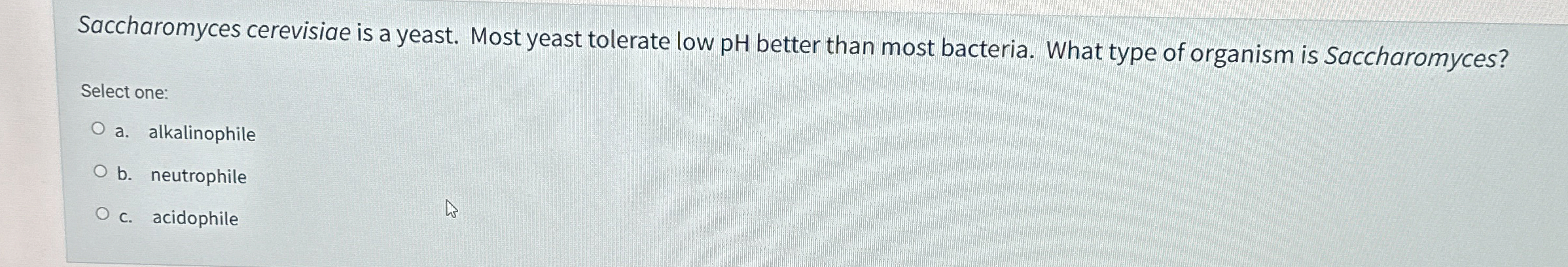 Solved Saccharomyces cerevisiae is a yeast. Most yeast | Chegg.com