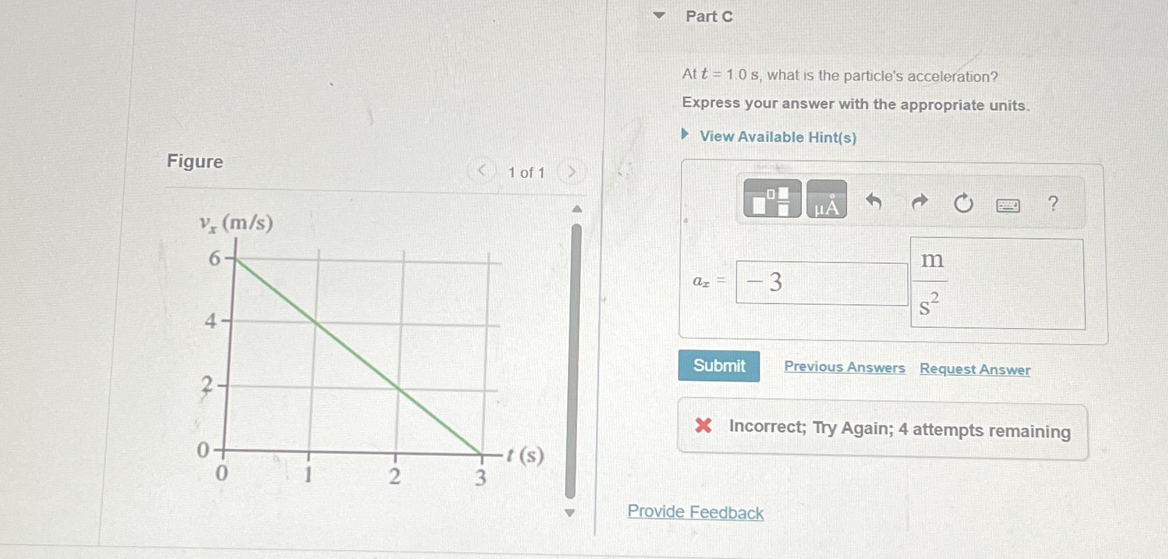 Solved Part CAt t=1.0s, ﻿what is the particle's | Chegg.com