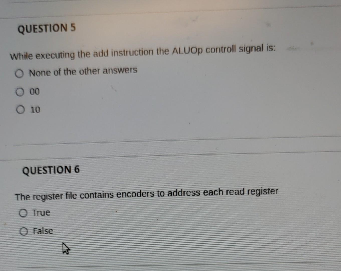 Solved While executing the add instruction the ALUOp | Chegg.com
