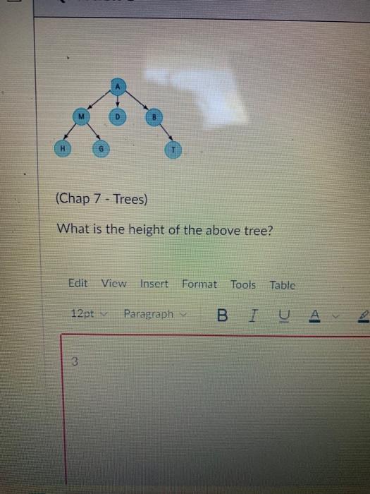 Solved What is the height of the above tree? | Chegg.com