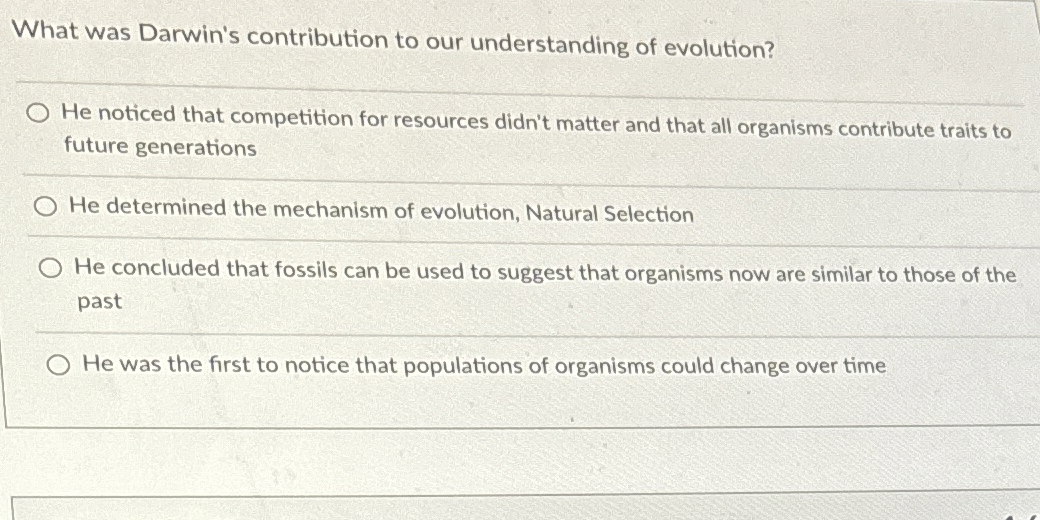 Solved What was Darwin's contribution to our understanding | Chegg.com