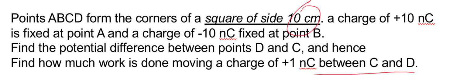 Solved Points ABCD form the corners of a square of side | Chegg.com
