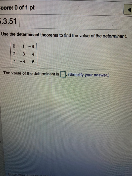 Solved Find the value of the determinant. √3 go 1 - √5 7 | | Chegg.com