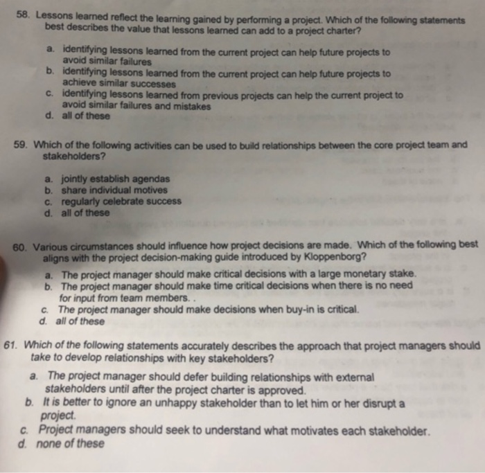 Solved 58 Lessons Learned Reflect The Learning Gained By Chegg
