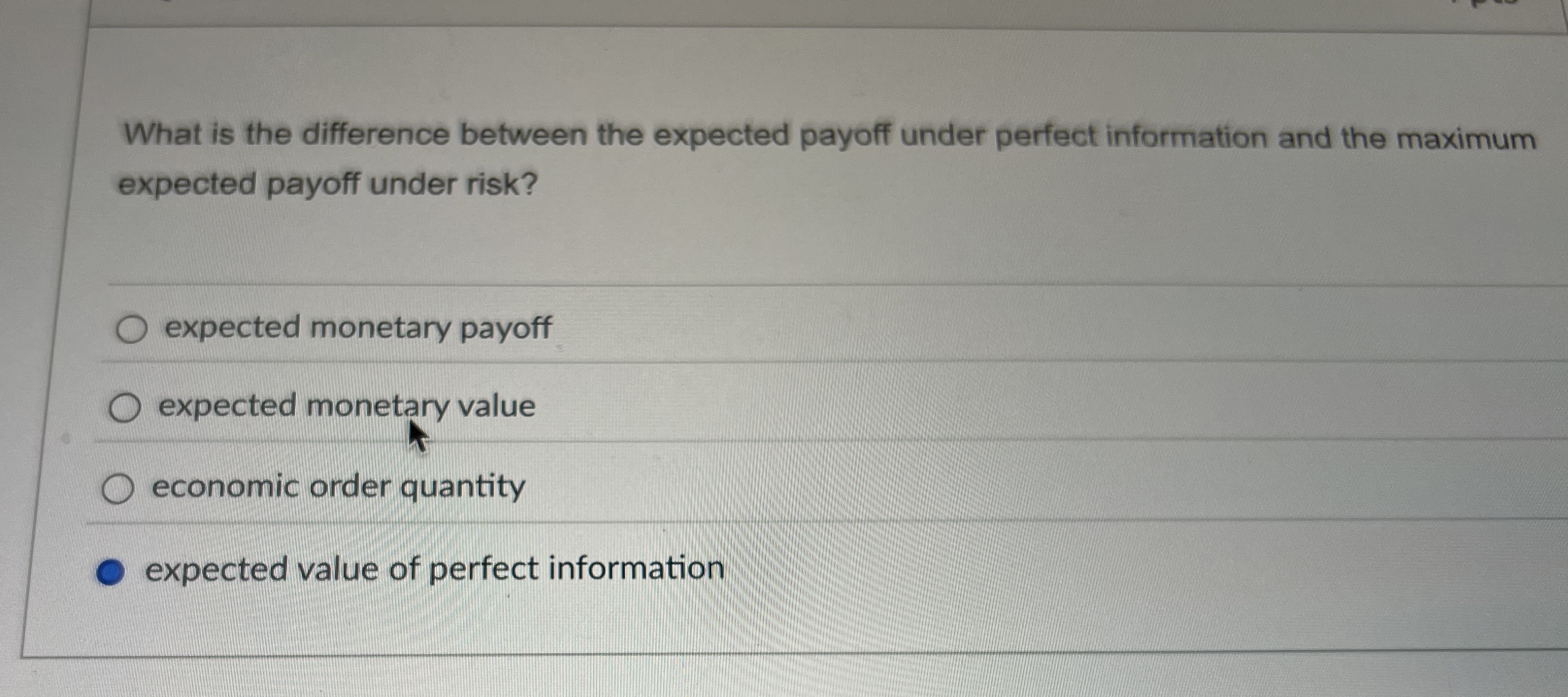 Solved What is the difference between the expected payoff | Chegg.com