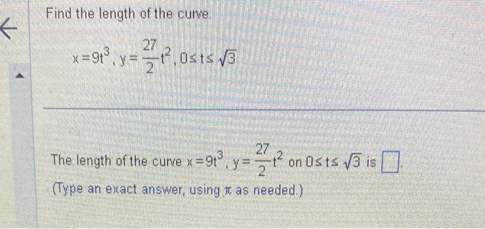 Solved Find the length of the curve. The length of the curve | Chegg.com