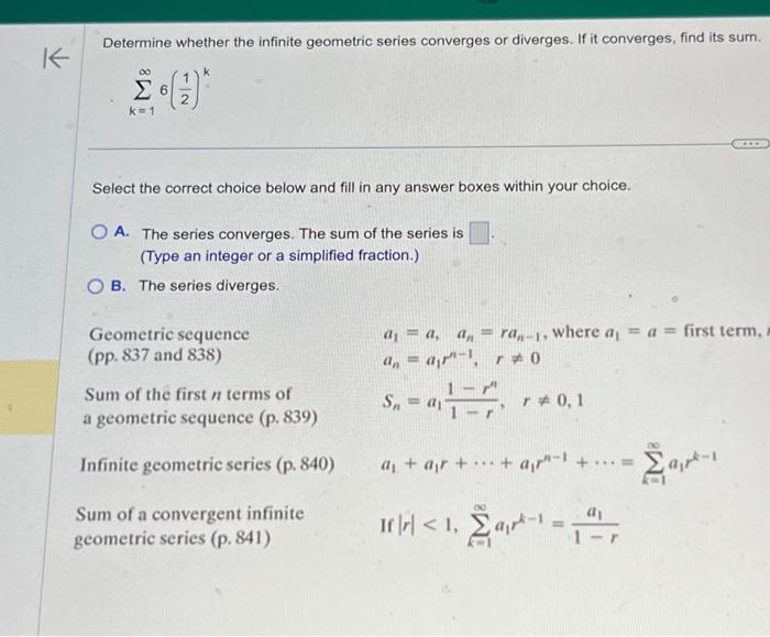 Solved Determine whether the infinite geometric series | Chegg.com