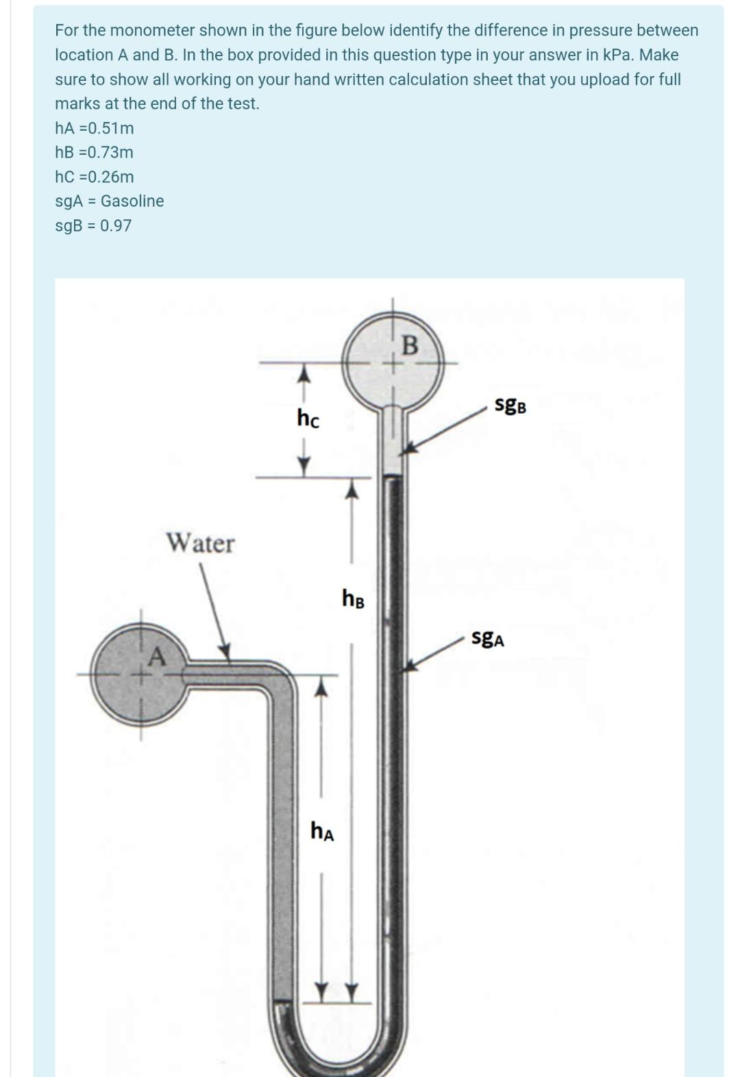 Solved For the monometer shown in the figure below identify | Chegg.com