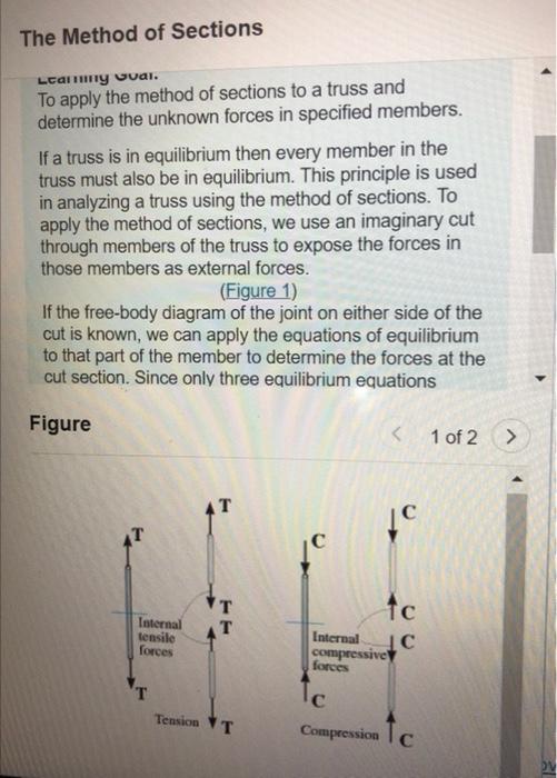 Solved The Method of Sections To apply the method of | Chegg.com