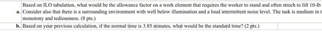 Solved Based on ILO tabulation, what would be the allowance | Chegg.com