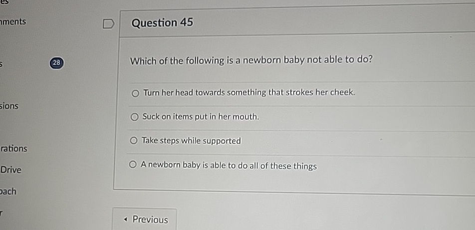 Solved Question 45Which of the following is a newborn baby | Chegg.com