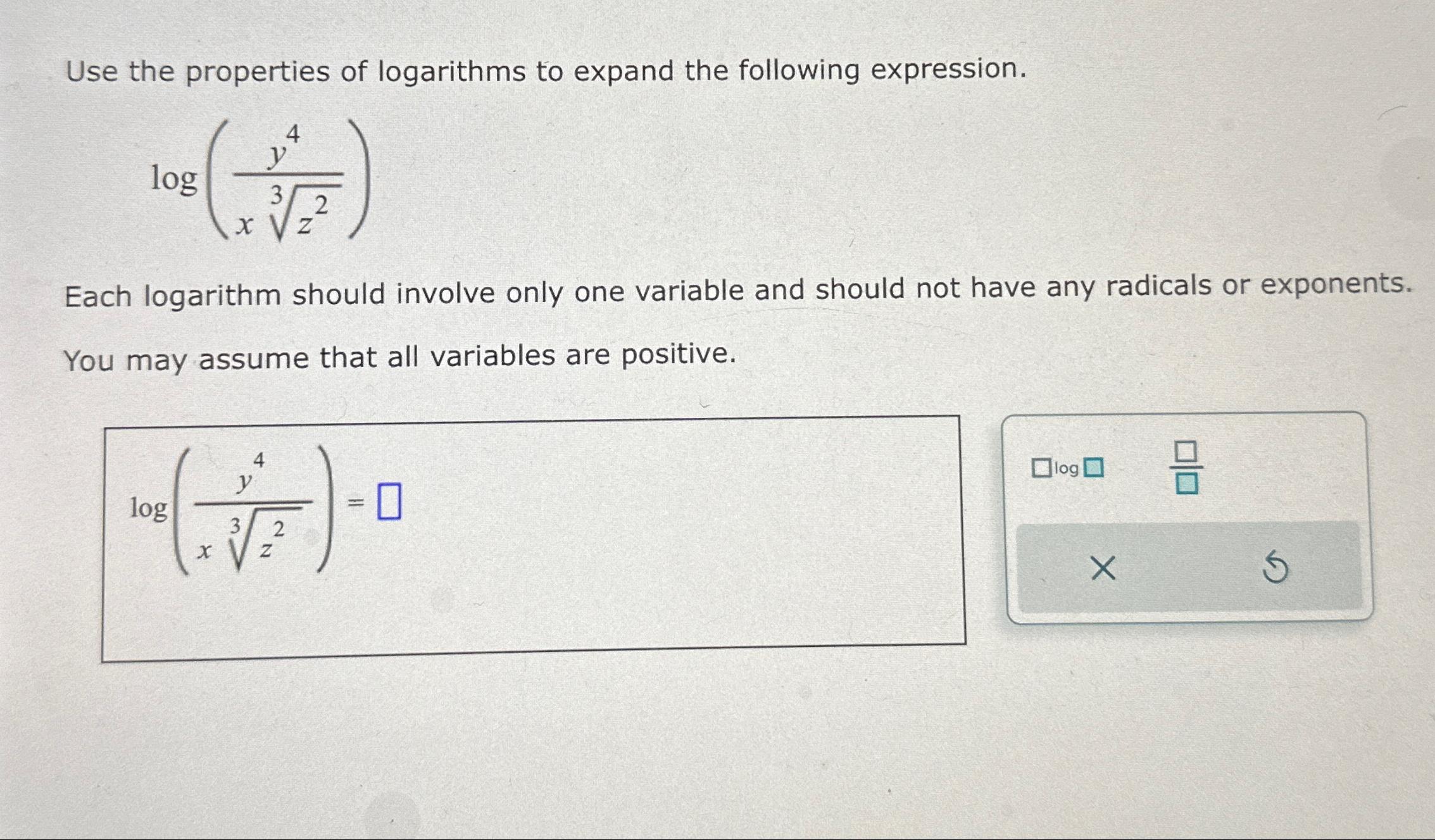 Solved Use the properties of logarithms to expand the | Chegg.com