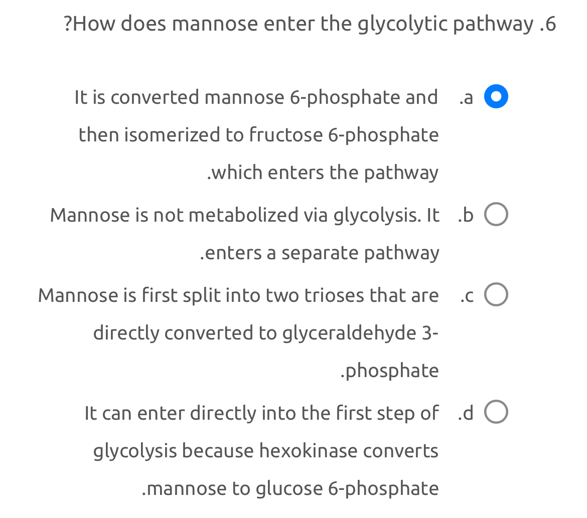 Solved ?How does mannose enter the glycolytic pathway . 6It | Chegg.com