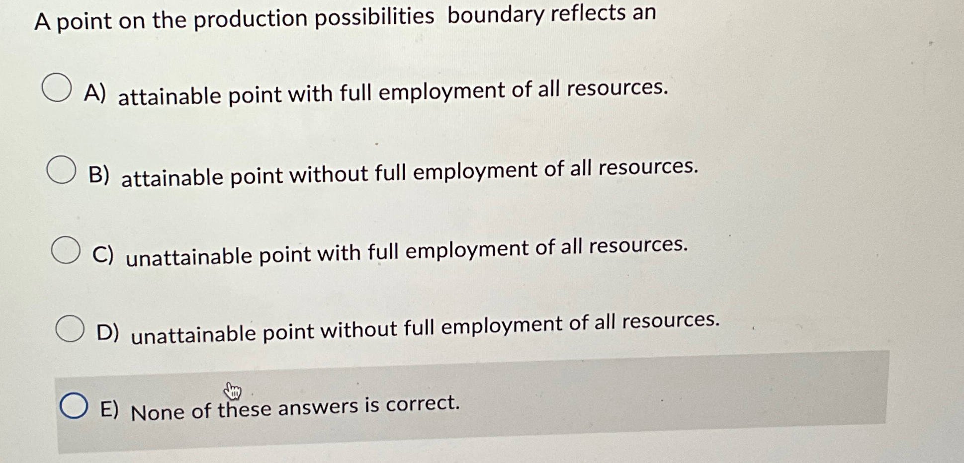 Solved A point on the production possibilities boundary | Chegg.com