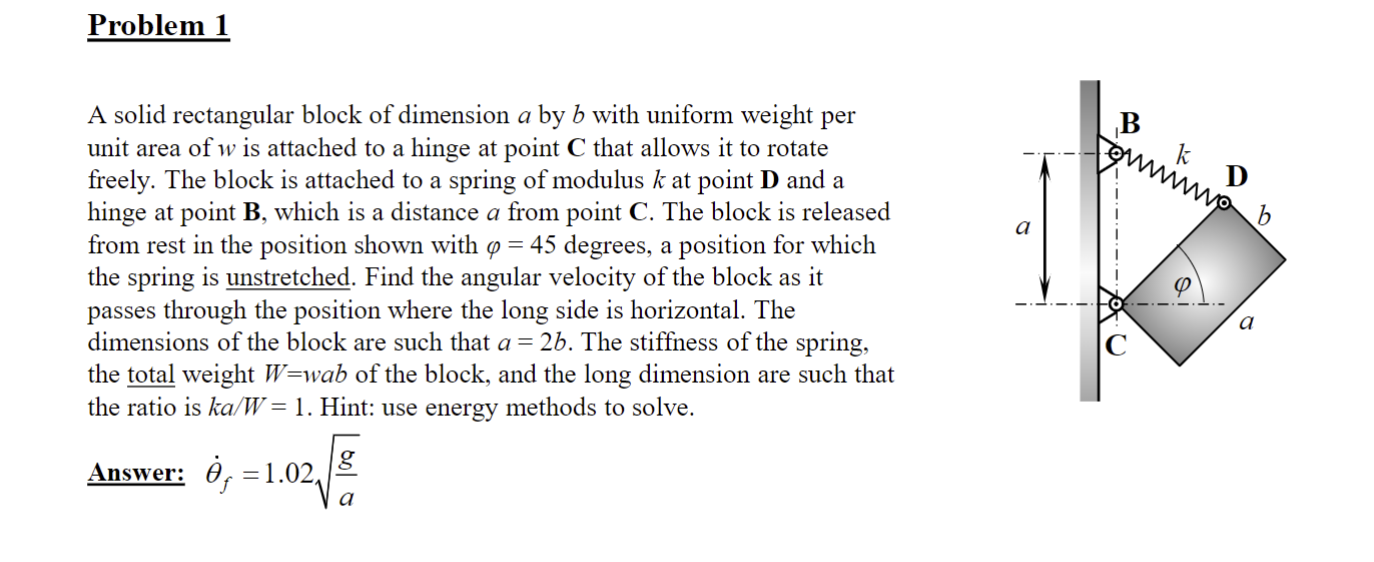 Problem 1A solid rectangular block of dimension a ﻿by | Chegg.com