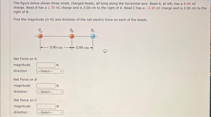 Solved The figure below shows three small, charged beads, | Chegg.com