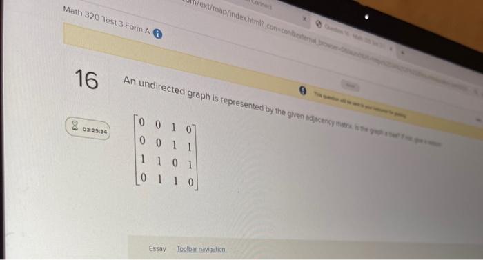 Solved an undirected graph is represented by the given | Chegg.com