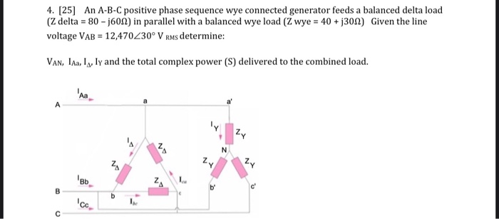 Solved 4. [25] An A-B-C positive phase sequence wye | Chegg.com
