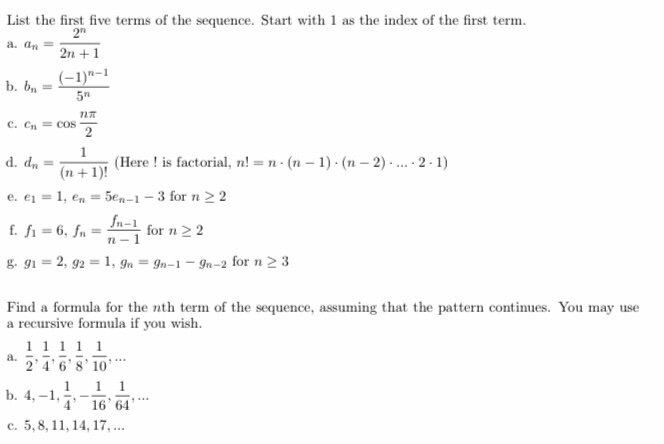 Solved List the first five terms of the sequence. Start with | Chegg.com