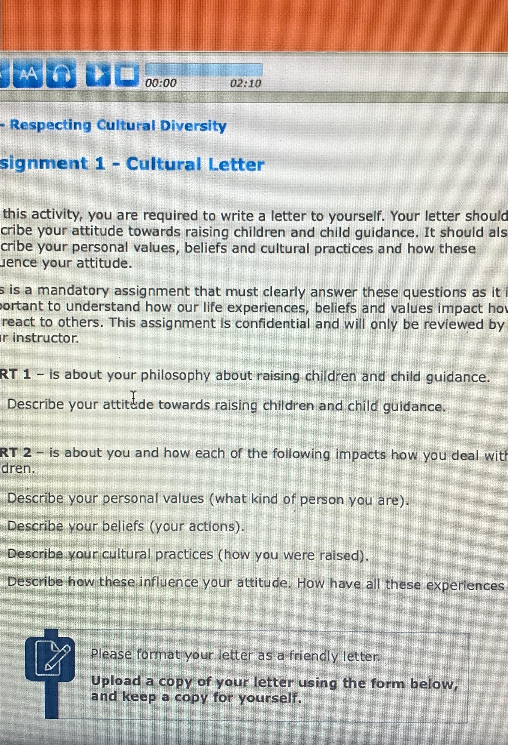 Solved NA00:0002:10Respecting Cultural Díversitysignment 1 - | Chegg.com