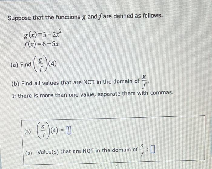 Solved Suppose that the functions g and f are defined as | Chegg.com