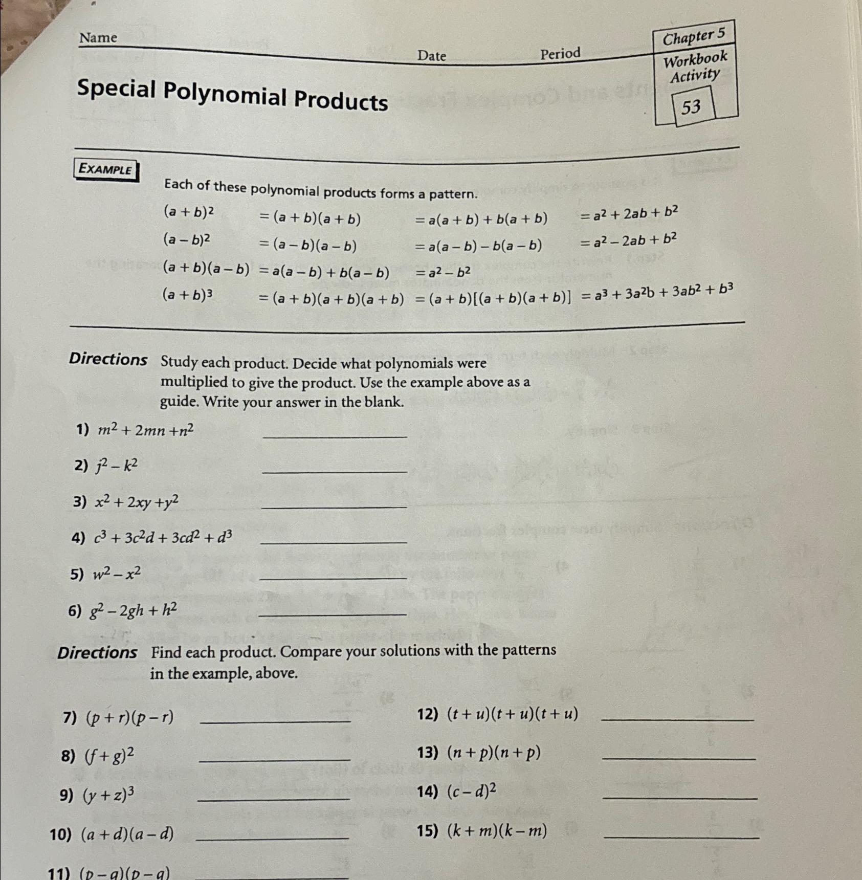 Solved NameDate\table[[Period Chapter 5],[ ﻿Workbook | Chegg.com
