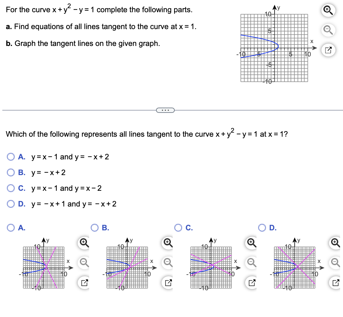 Solved For the curve x+y2-y=1 ﻿complete the following | Chegg.com