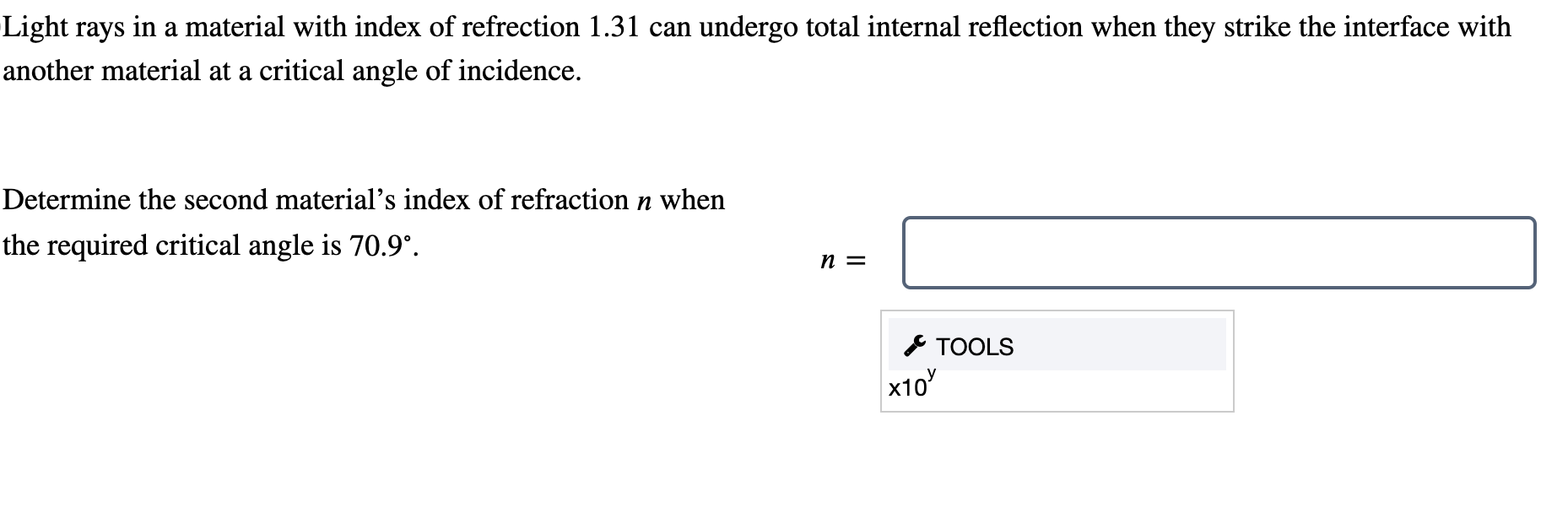 Solved Light rays in a material with index of refrection | Chegg.com