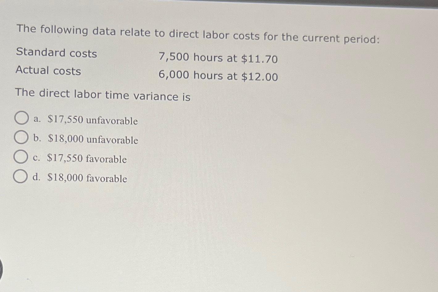 Solved The following data relate to direct labor costs for | Chegg.com