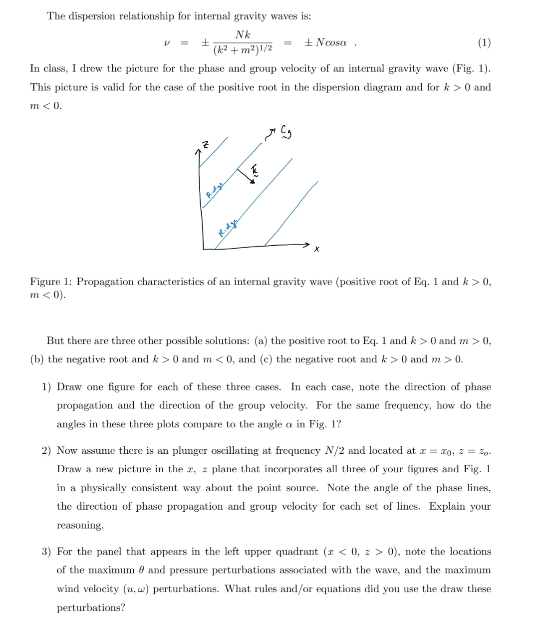 Solved The dispersion relationship for internal gravity | Chegg.com