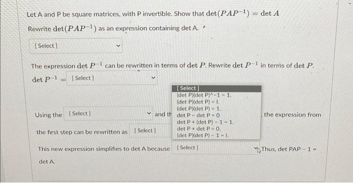 Solved Let A and P be square matrices, with P invertible. | Chegg.com