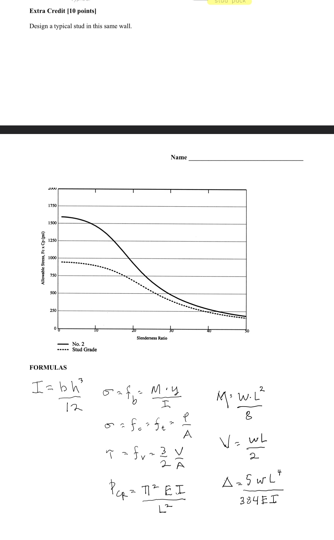 Solved Extra Credit [10 ﻿points]Design a typical stud in | Chegg.com