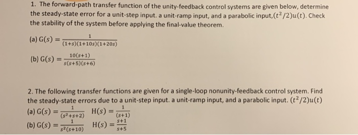 Solved 1. The forward-path transfer function of the | Chegg.com