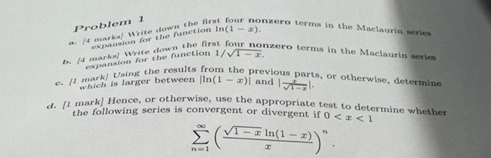 Solved Problem 1a. (4 ﻿marks) ﻿Write down the first four | Chegg.com