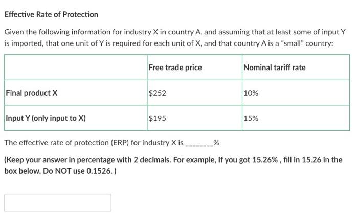 Solved Effective Rate of Protection Given the following | Chegg.com